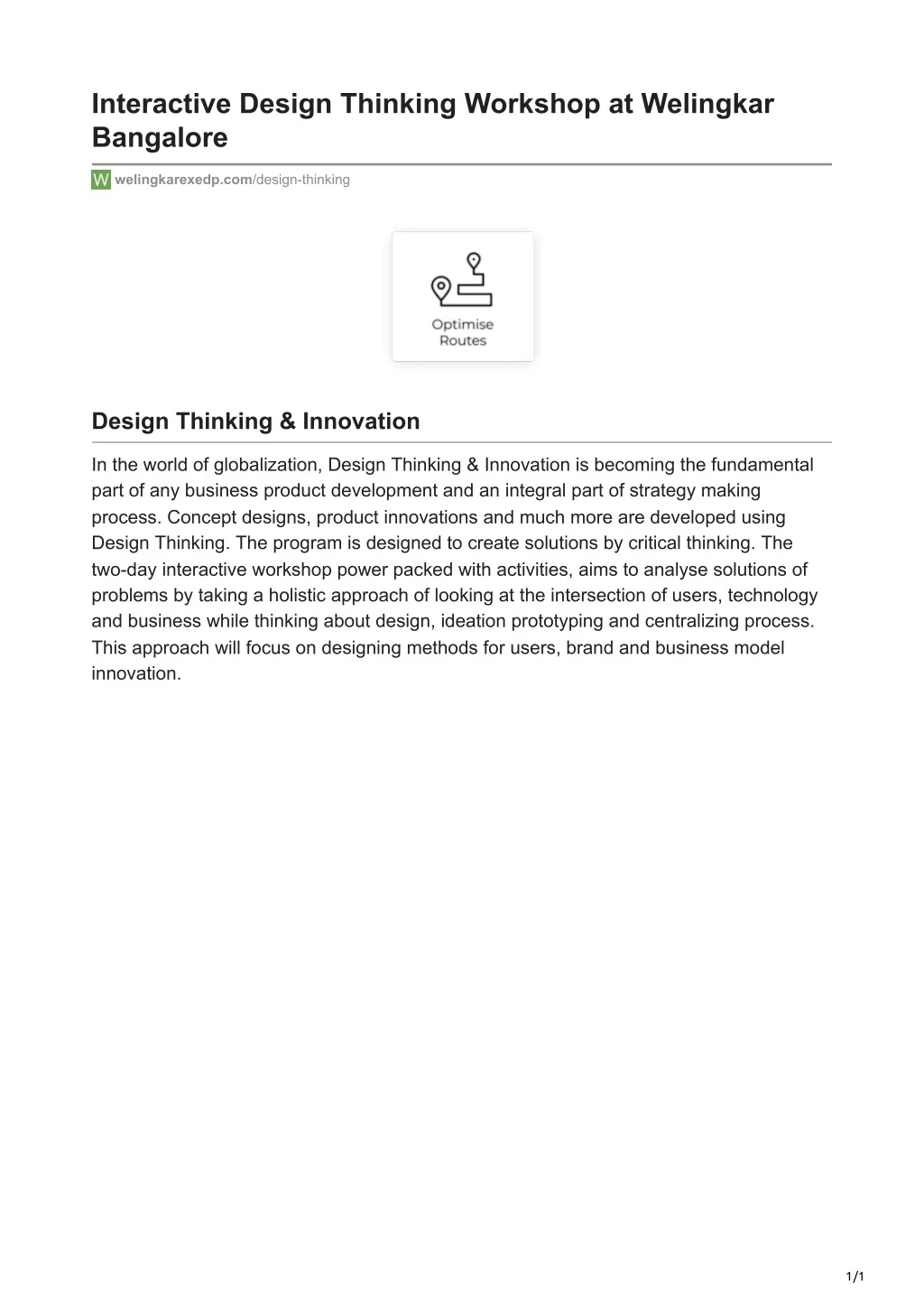 PPT - Design Thinking & Innovation / Welingkarexedp PowerPoint ...