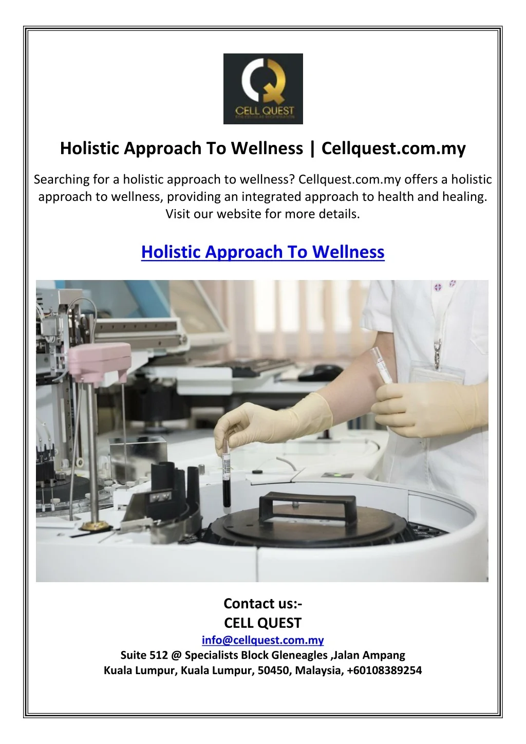 PPT - Holistic Approach To Wellness | Cellquest.com.my PowerPoint ...