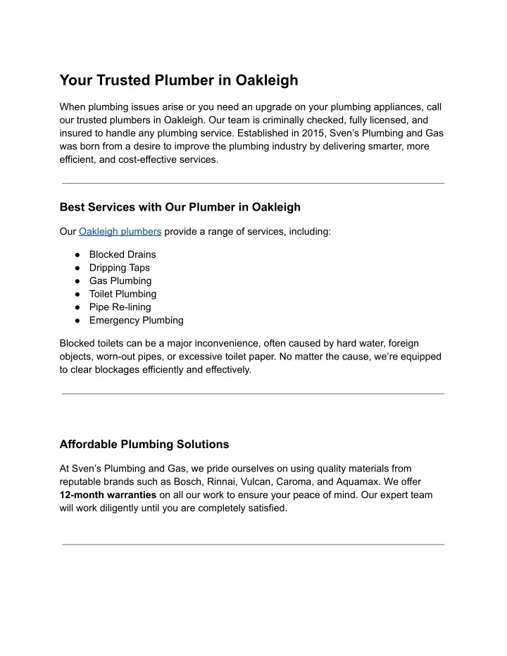 PPT - Your Trusted Plumbing Partner in Oakleigh PowerPoint Presentation ...
