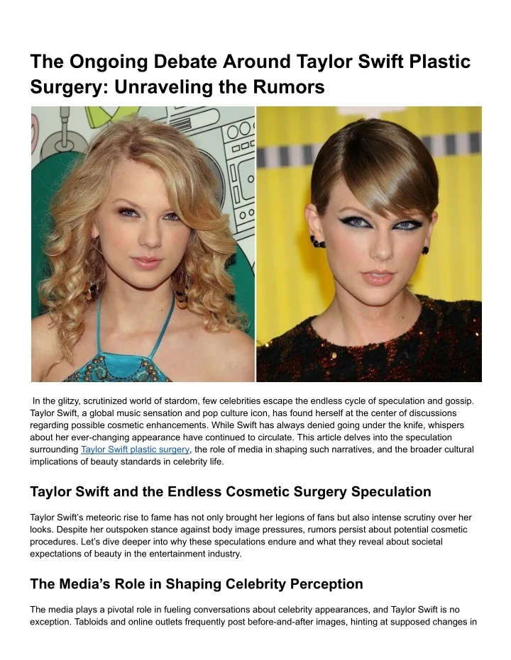 PPT - The Ongoing Debate Around Taylor Swift Plastic Surgery ...