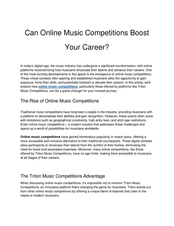 PPT - Can Online Music Competitions Boost Your Career_ PowerPoint ...