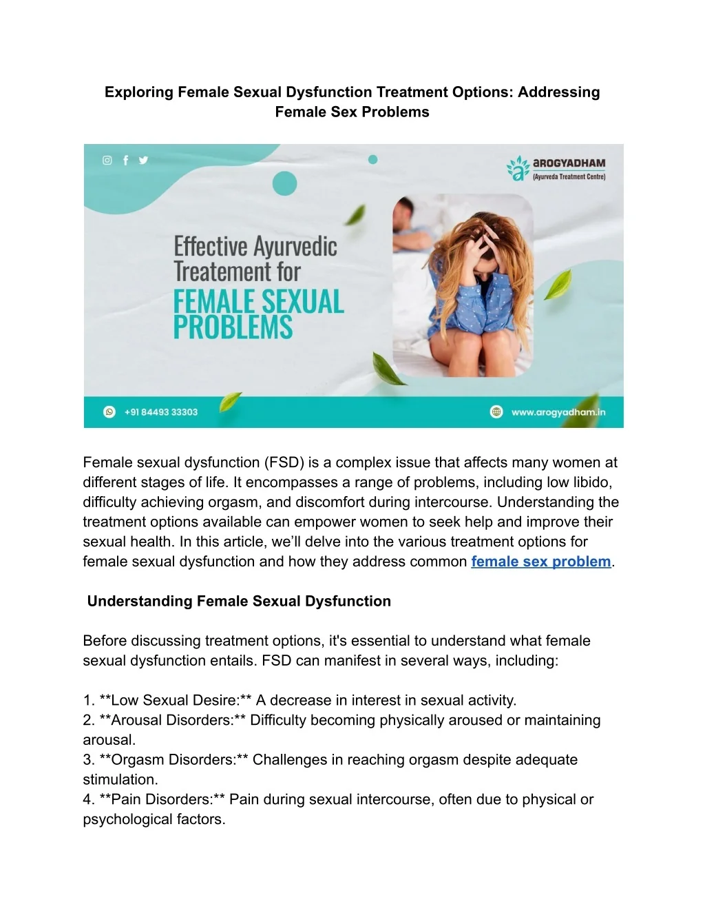 PPT - Exploring Female Sexual Dysfunction Treatment Options_ Addressing ...
