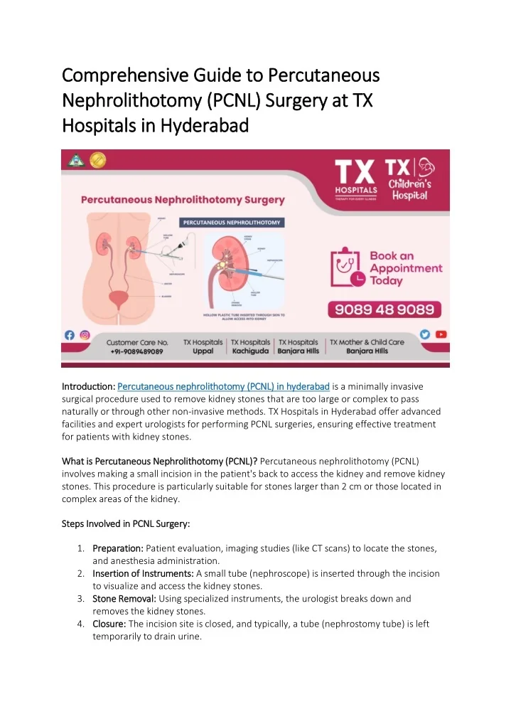 PPT - Percutaneous Nephrolithotomy Surgery in Hyderabad PowerPoint Presentation - ID:13574999