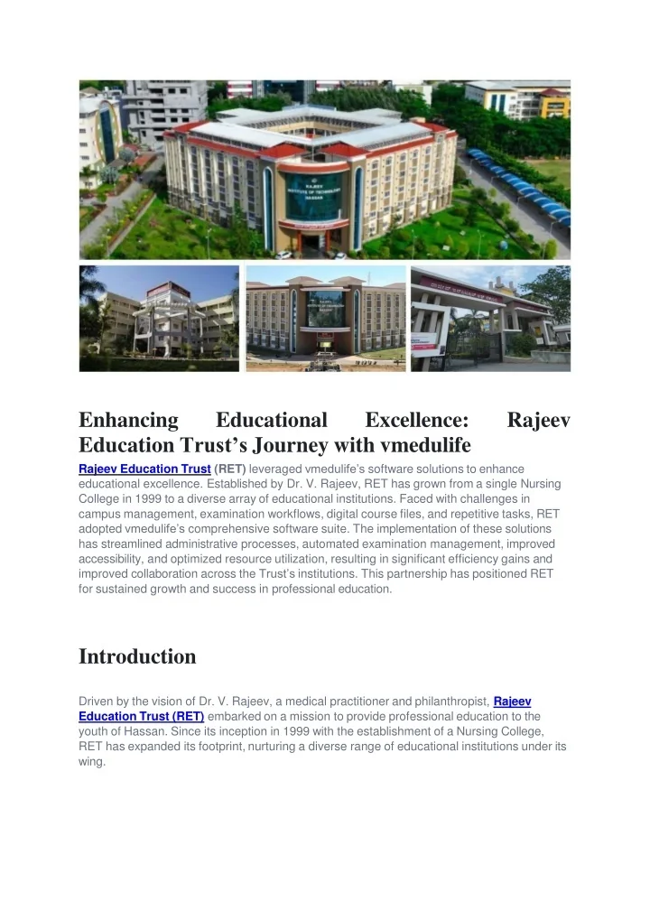 PPT - Transforming Education: Rajeev Education Trust’s Partnership with ...