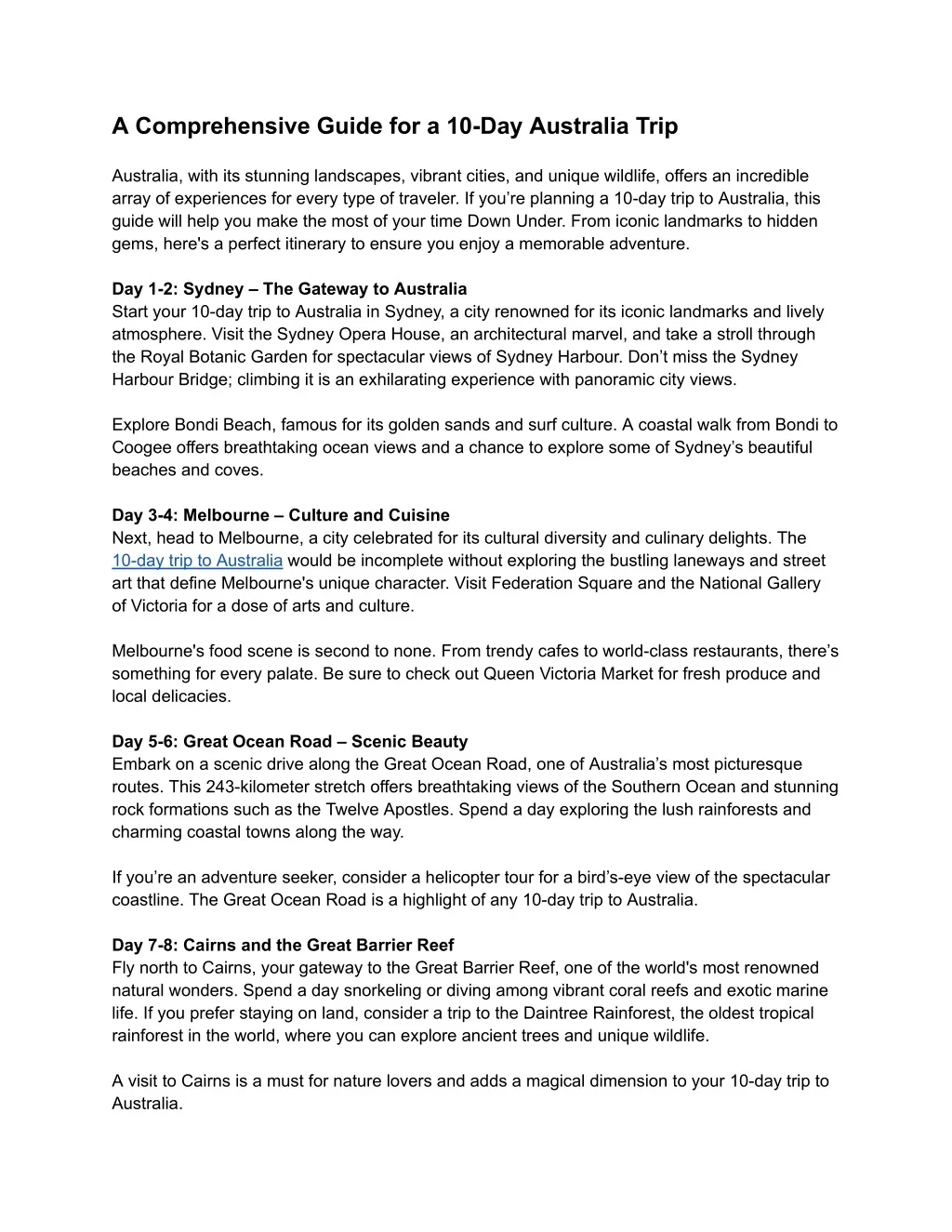 PPT - A Comprehensive Guide for a 10-Day Australia Trip PowerPoint ...