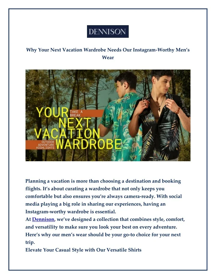 PPT - Why Your Next Vacation Wardrobe Needs Our Instagram-Worthy Men’s ...