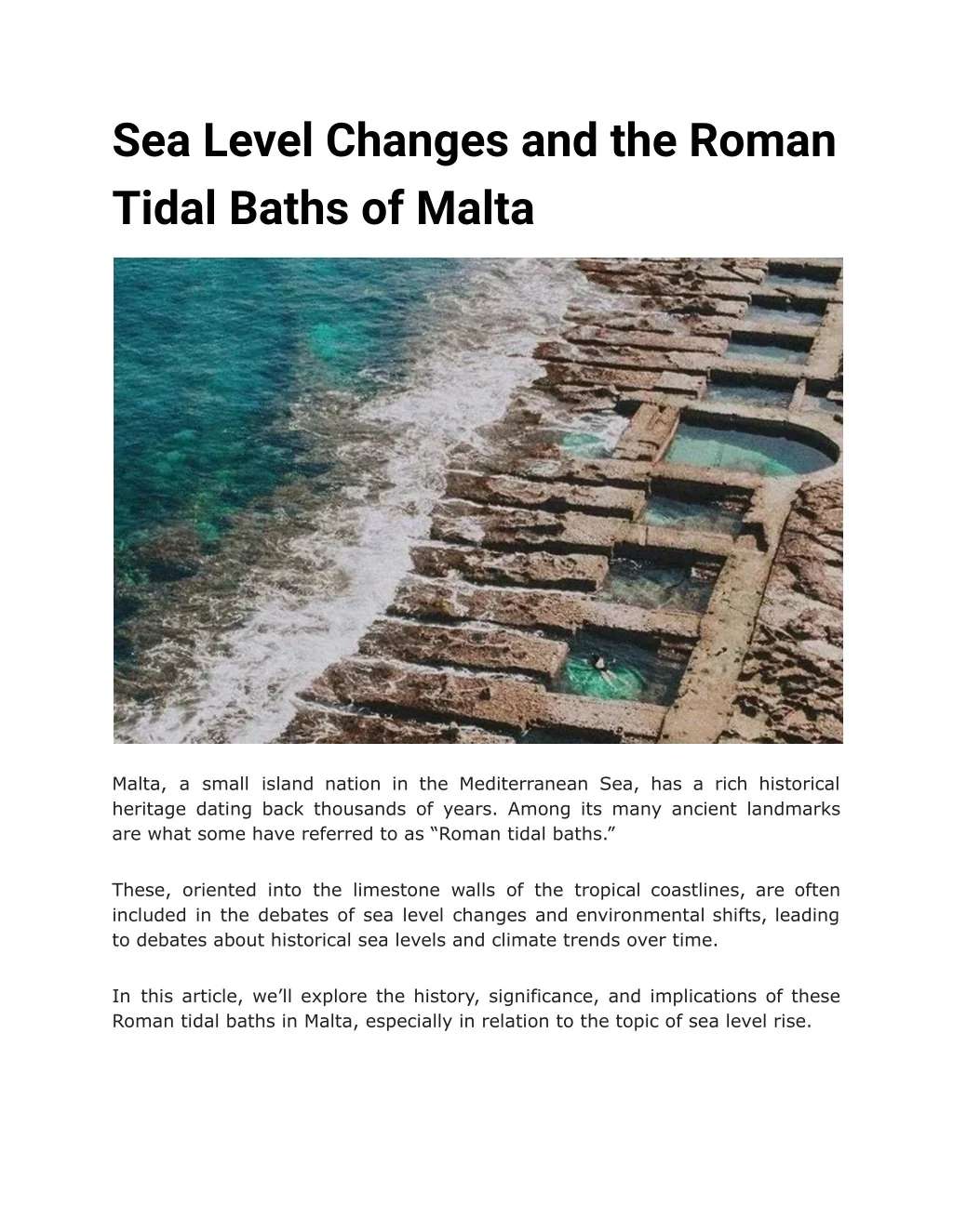 PPT - Sea Level Changes and the Roman Tidal Baths of Malta PowerPoint ...