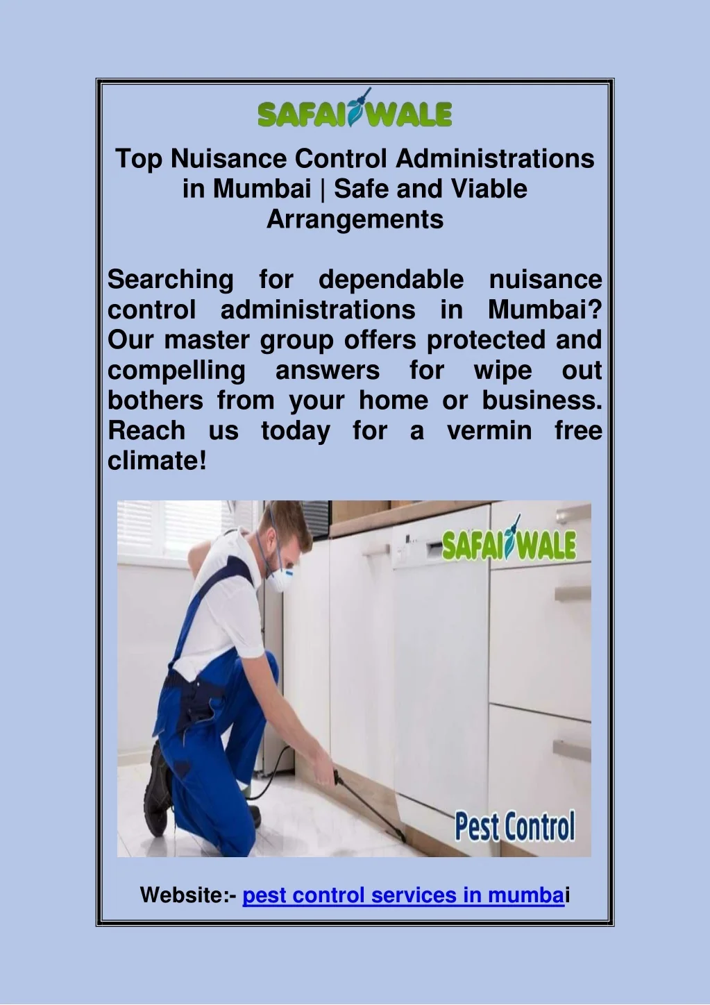 PPT - Top Nuisance Control Administrations in Mumbai | Safe and Viable ...