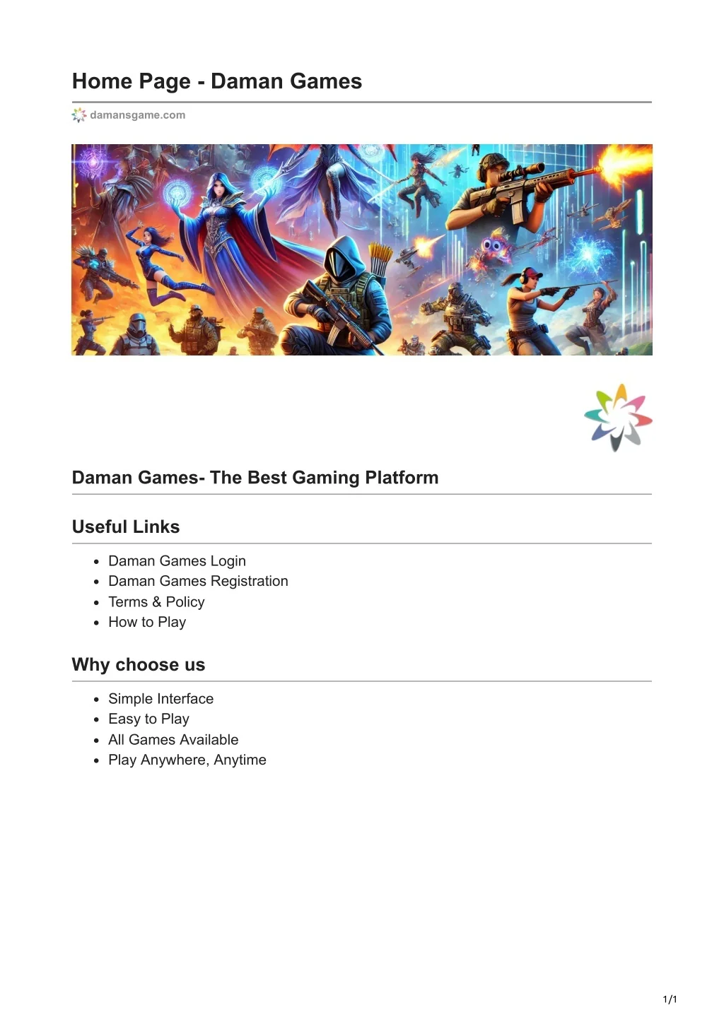 PPT - Daman Games- Best Gaming Platform PowerPoint Presentation, free ...