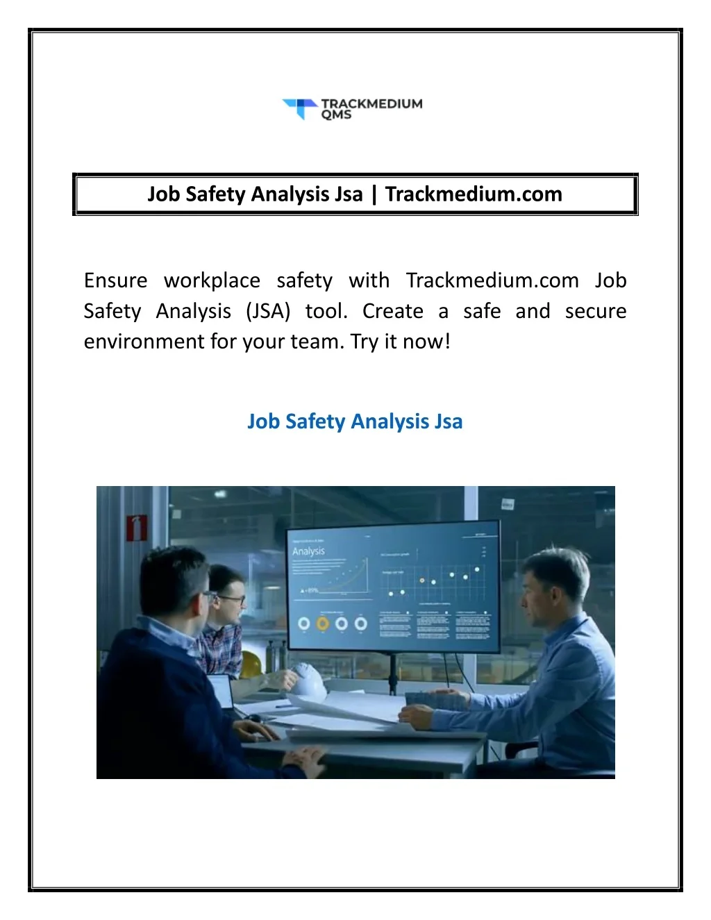 PPT - Job Safety Analysis Jsa | Trackmedium.com PowerPoint Presentation ...