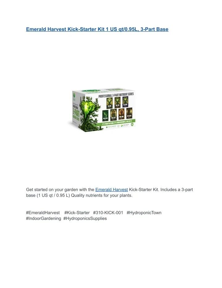 PPT - Emerald Harvest Kick-Starter Kit 1 US qt_0 PowerPoint ...
