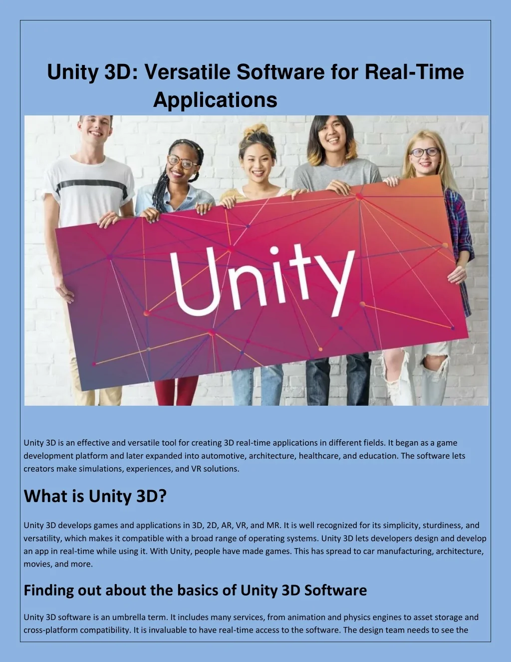 PPT - Unity 3D Flexible Software for Real-Time Applications PowerPoint ...