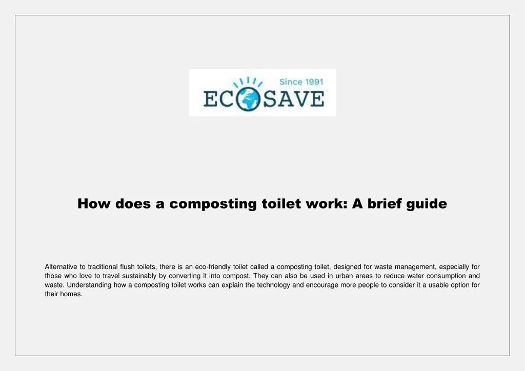 Ppt How Does A Composting Toilet Work A Brief Guide Powerpoint 6079