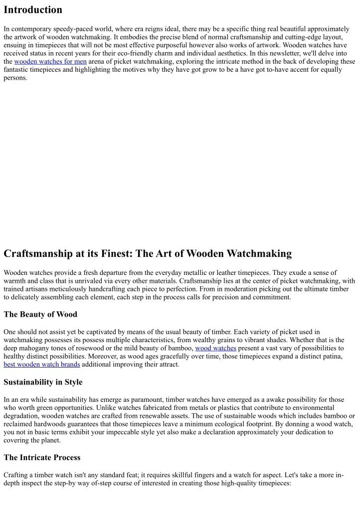 PPT - Craftsmanship at its Finest: The Art of Wooden Watchmaking ...