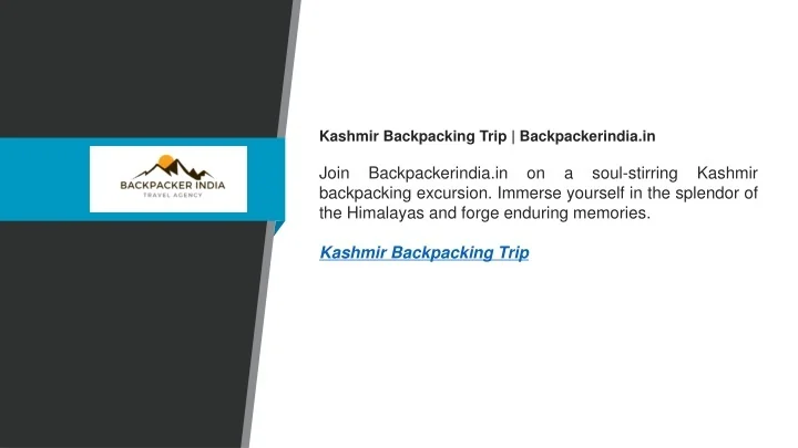 PPT - Kashmir Backpacking Trip Backpackerindia.in PowerPoint Presentation - ID:13587991