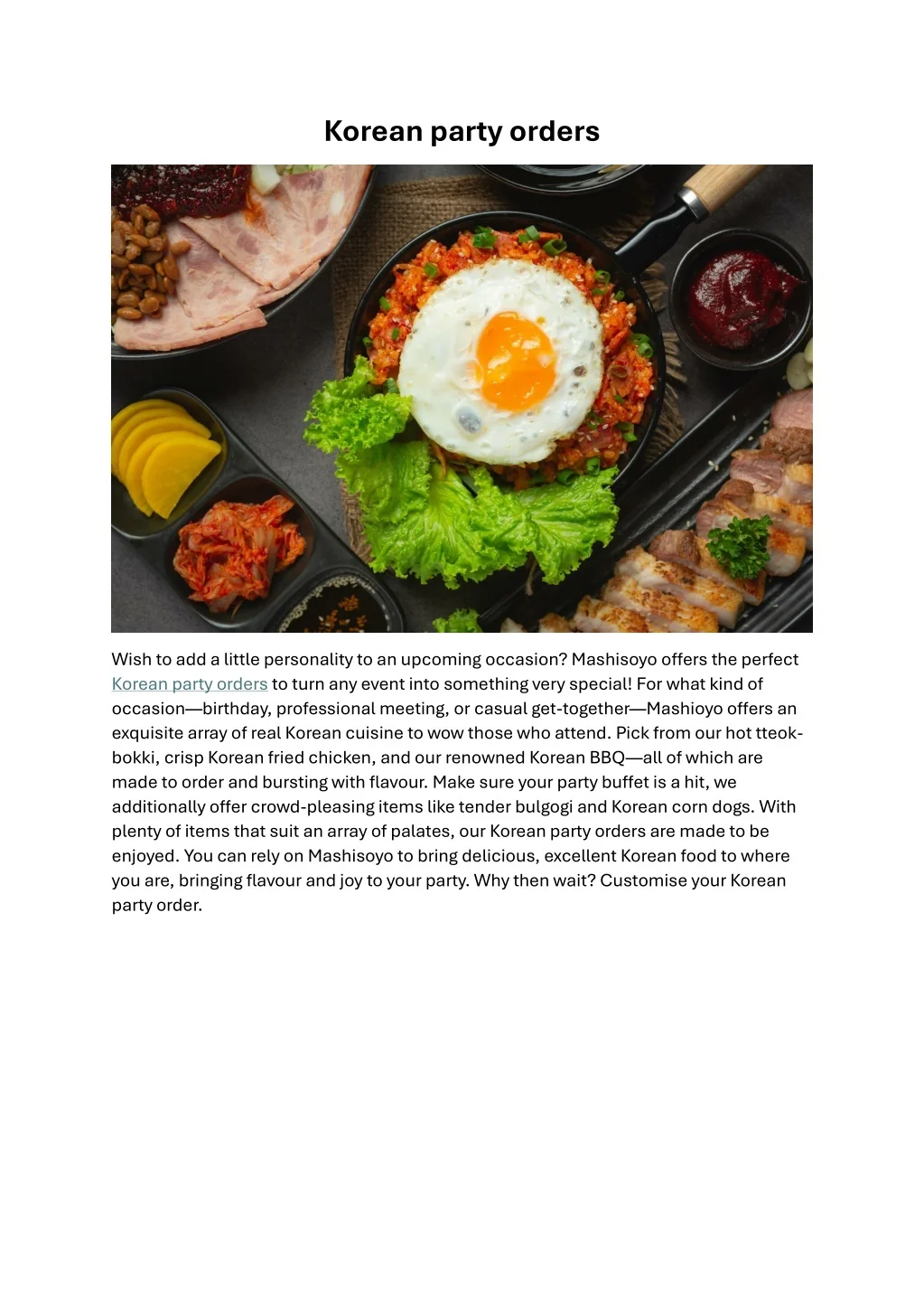 PPT - Korean party orders PowerPoint Presentation, free download - ID ...