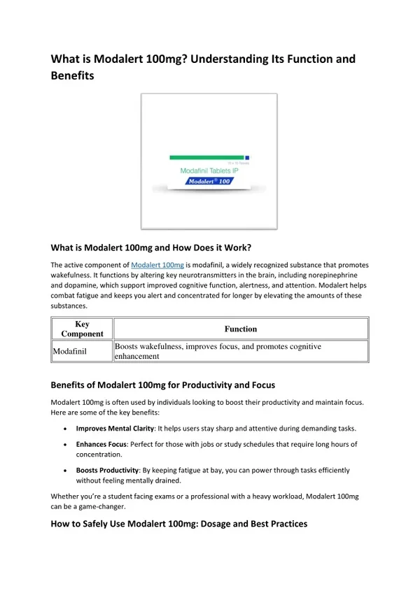 PPT - What is Modalert 100mg? Understanding Its Function and Benefits ...