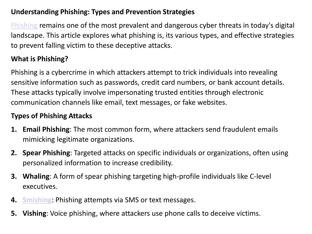 PPT - Understanding Phishing Types and Prevention Strategies PowerPoint Presentation - ID:13589879