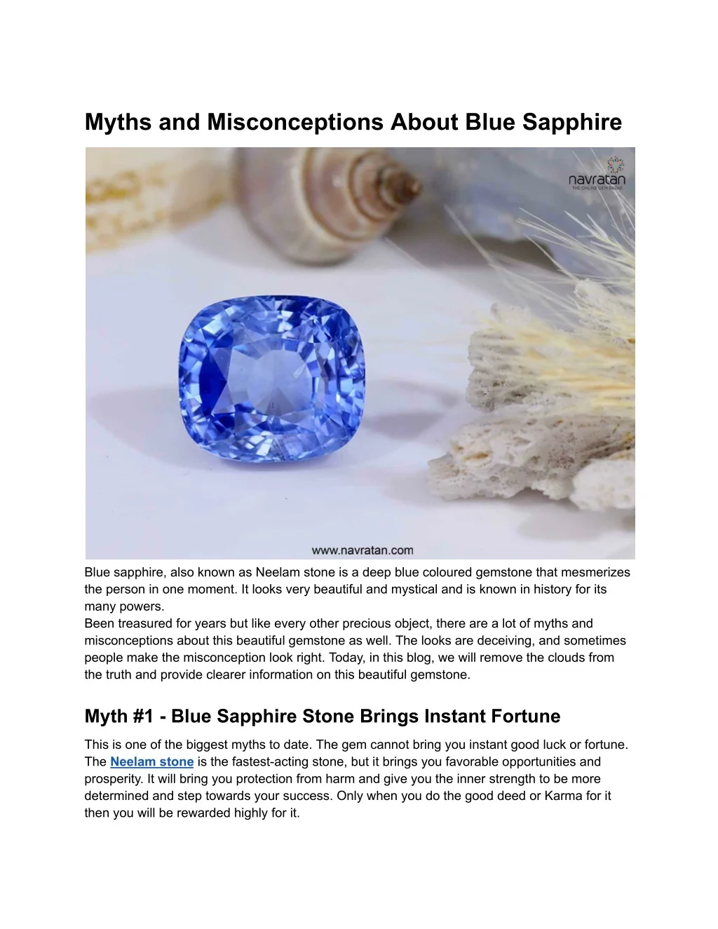 PPT - Myths and Misconceptions About Blue Sapphire PowerPoint ...