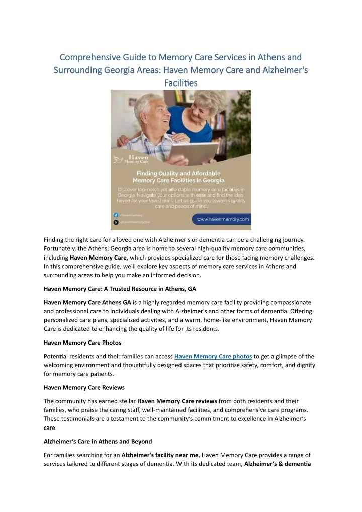 PPT - Comprehensive Guide to Memory Care Services in Athens and ...