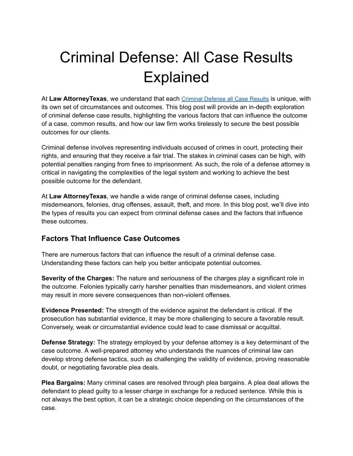 PPT - Criminal Defense all Case Results PowerPoint Presentation, free ...