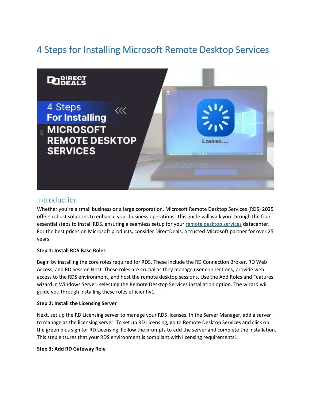 PPT - 4 Steps for Installing Microsoft Remote Desktop Services ...