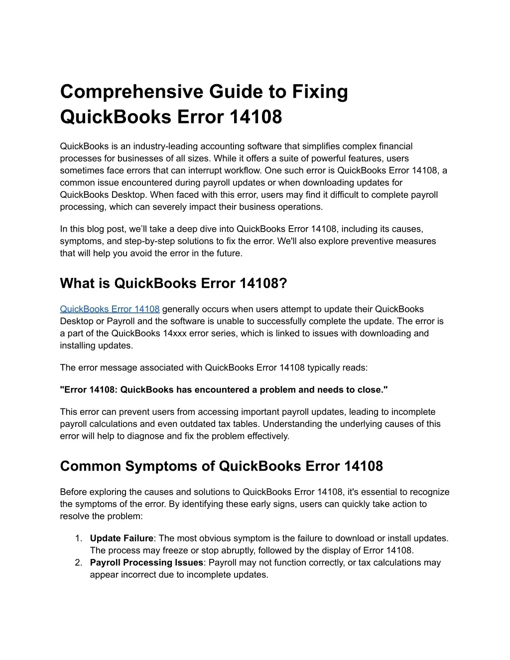 PPT - Comprehensive Guide to Fixing QuickBooks Error 14108 PowerPoint ...