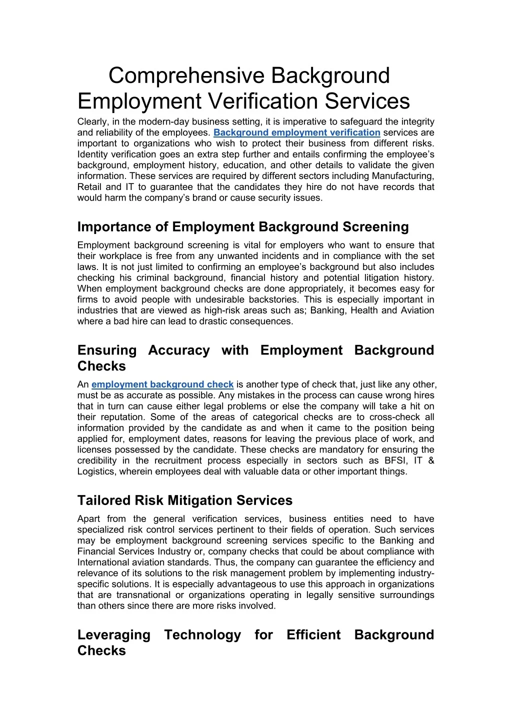 PPT - Comprehensive Background Employment Verification Services ...