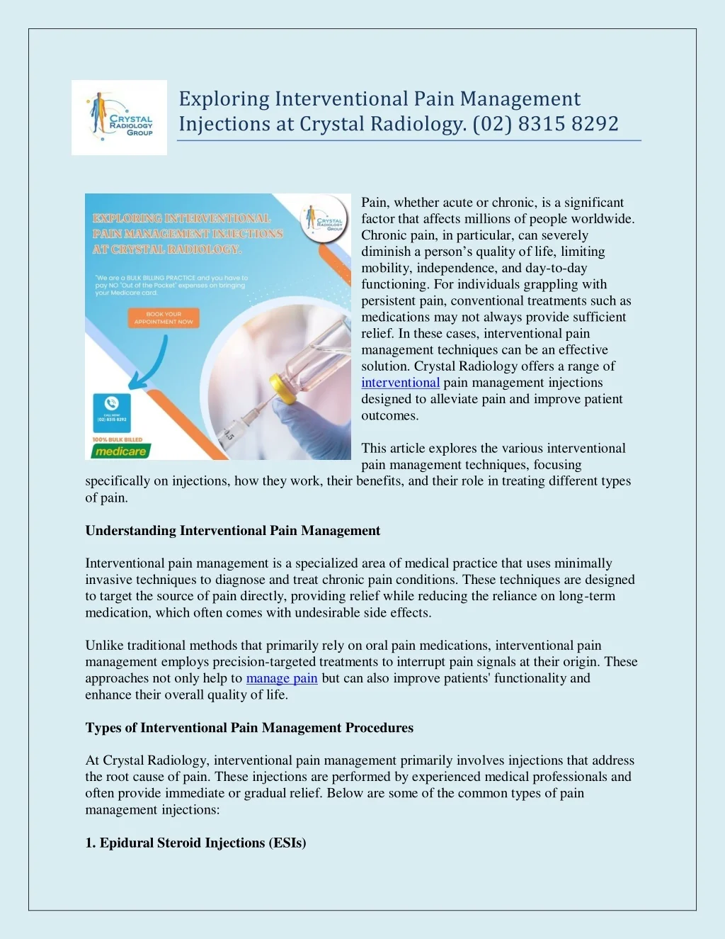 PPT - Exploring Interventional Pain Management Injections at Crystal ...
