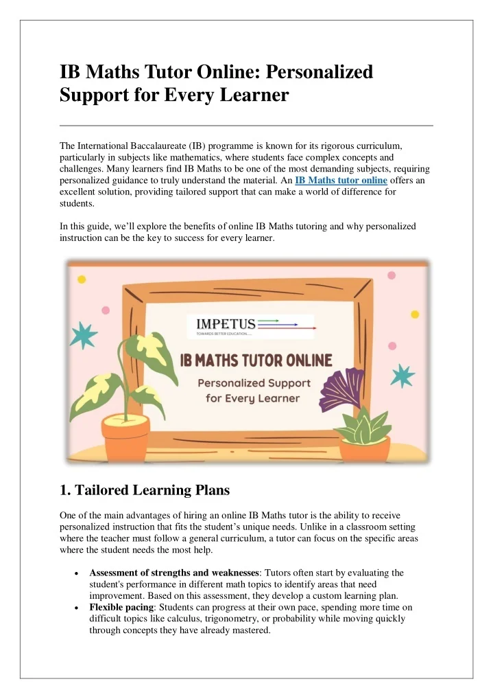 PPT - IB Maths Tutor Online Personalized Support for Every Learner PowerPoint Presentation - ID ...