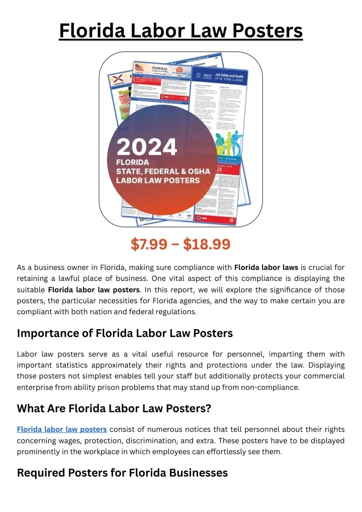 PPT - Florida Labor Law Poster Requirements | State & Federal Posters ...