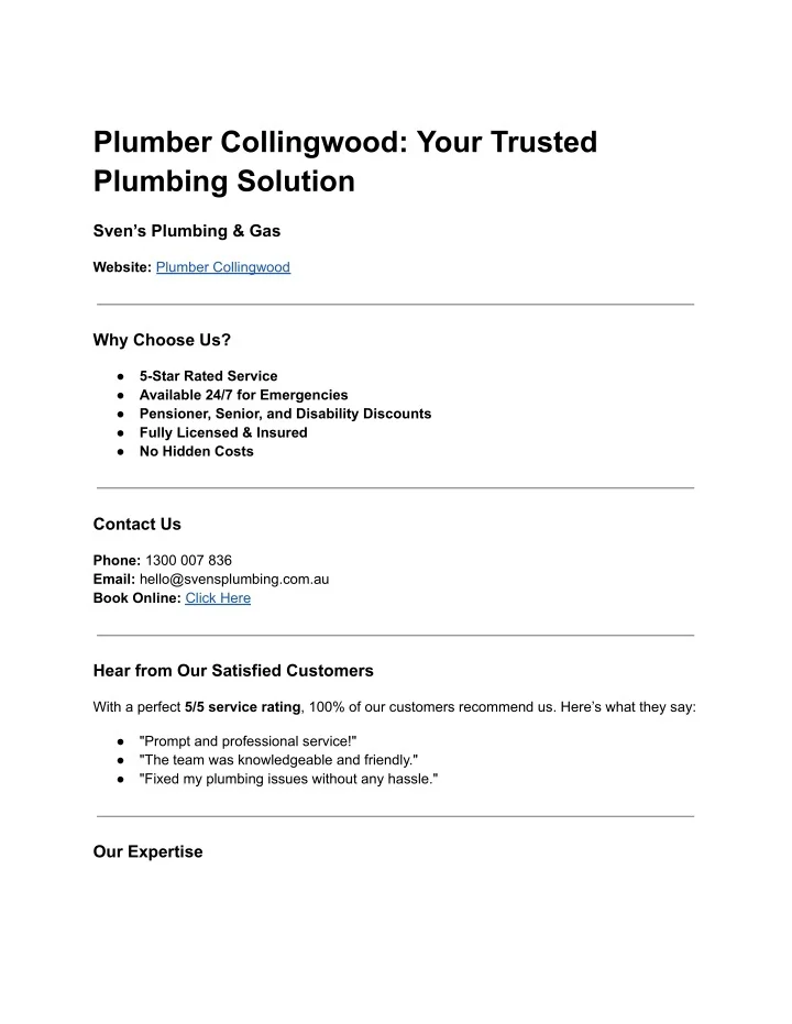 PPT - Plumber Collingwood_ Your Trusted Plumbing Solution PowerPoint ...