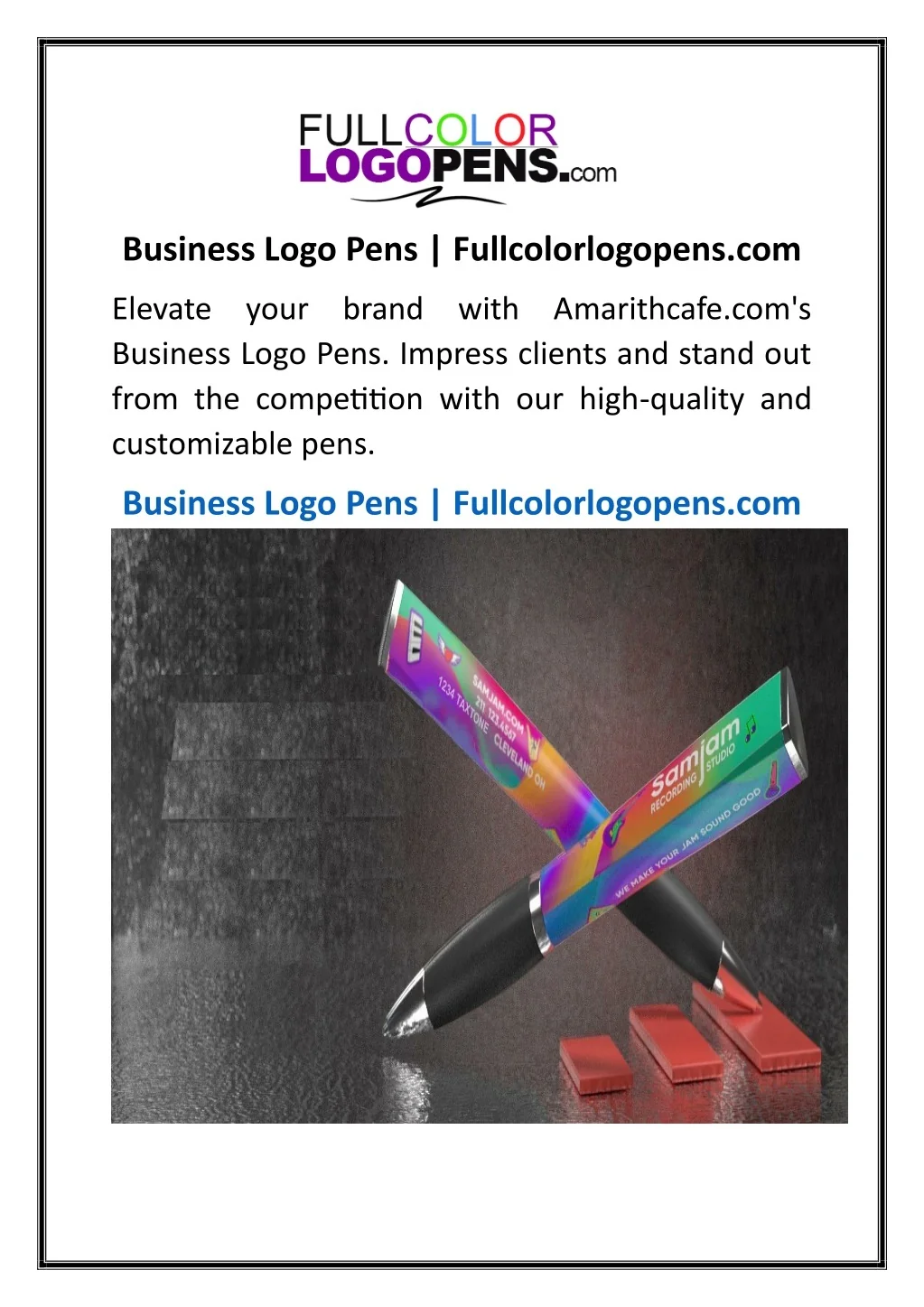 PPT - Business Logo Pens Fullcolorlogopens.com PowerPoint Presentation ...