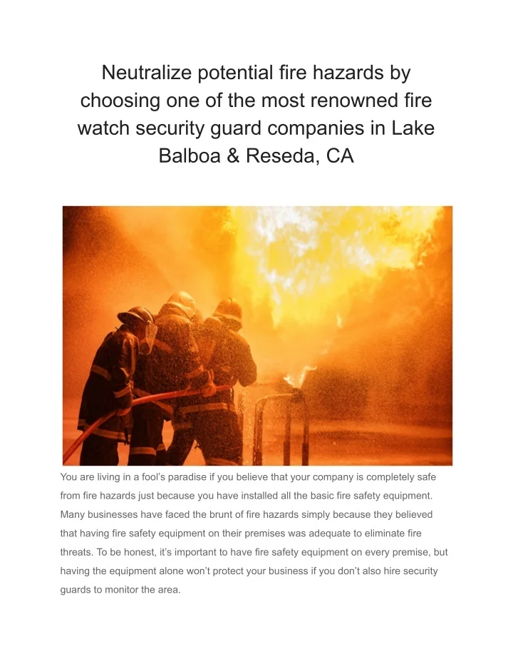 PPT - Neutralize potential fire hazards by choosing one of the most ...