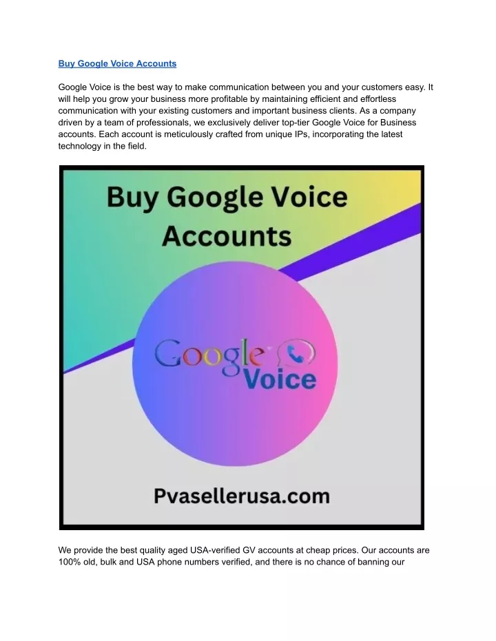 PPT - Buy Google Voice Accounts - 100% PVA Google Voice Accounts ... PPT - Buy Google Voice Accounts - 100% PVA Google Voice Accounts ...