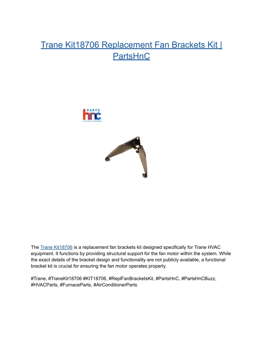 PPT - Trane Kit18706 Replacement Fan Brackets Kit _ PartsHnC PowerPoint ...