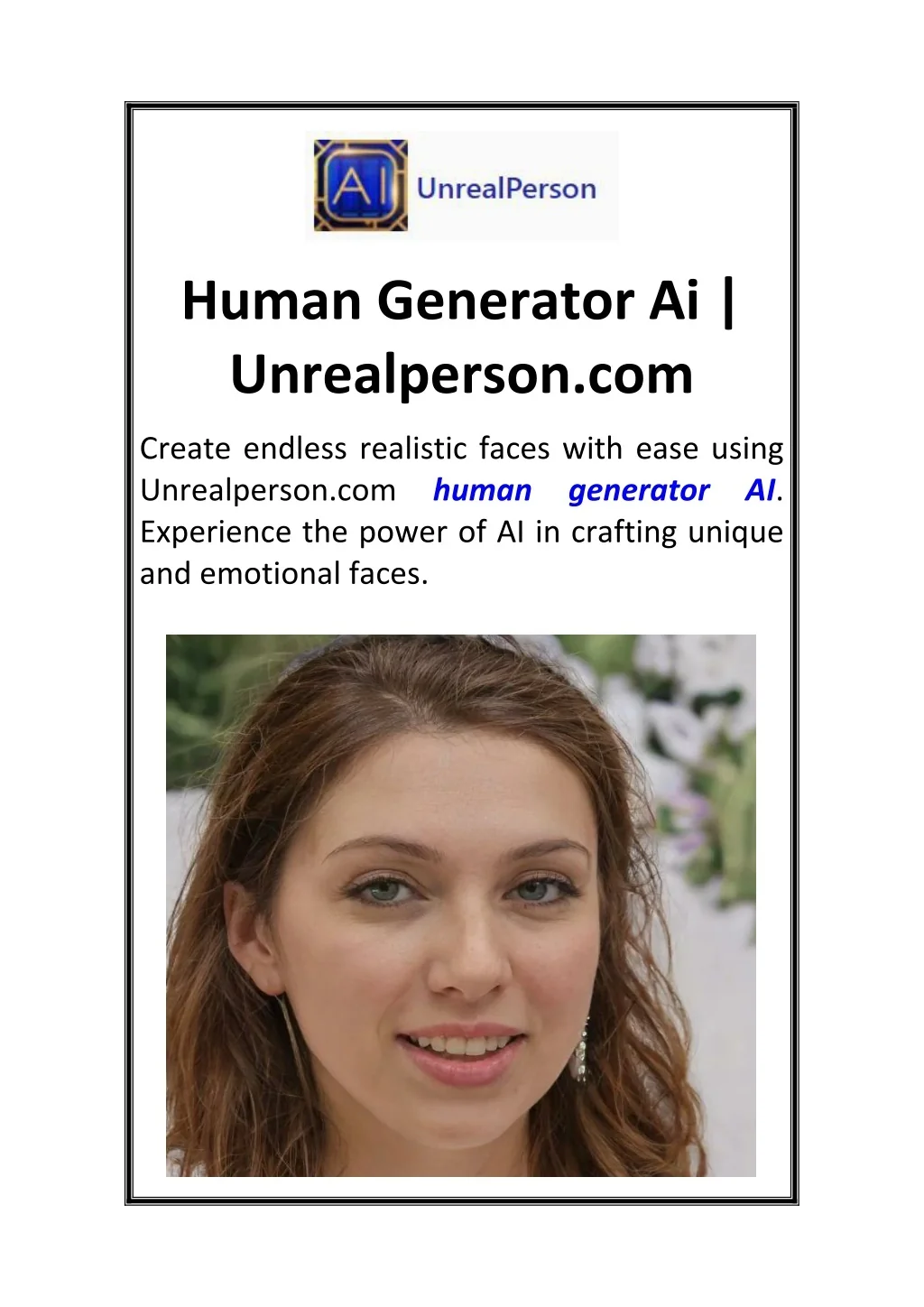 PPT - Human Generator Ai Unrealperson.com PowerPoint Presentation, free ...