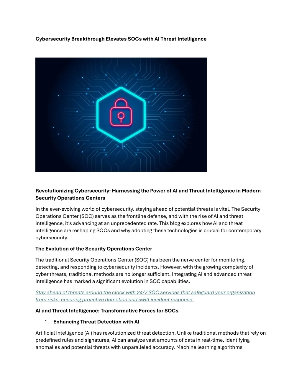 PPT - Cybersecurity Breakthrough Elevates SOCs with AI Threat ...