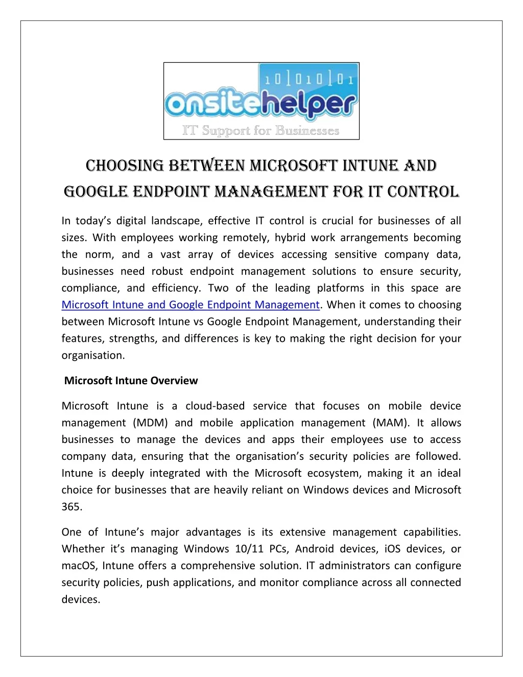PPT - Choosing Between Microsoft Intune and Google Endpoint Management ...