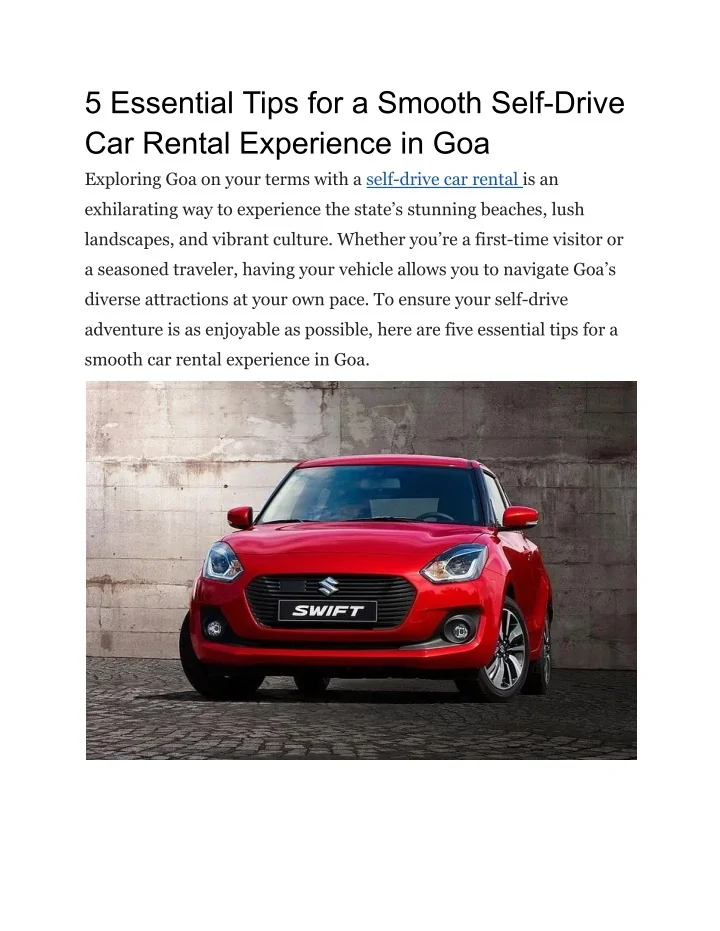 PPT - Tips for a Smooth Self-Drive Car Rental Experience in Goa ...