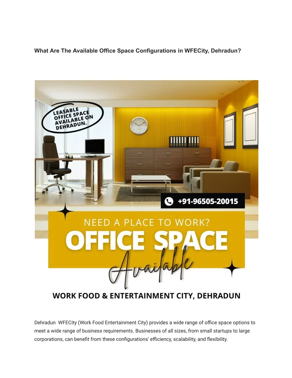 PPT - What Are The Available Office Space Configurations in WFECity ...