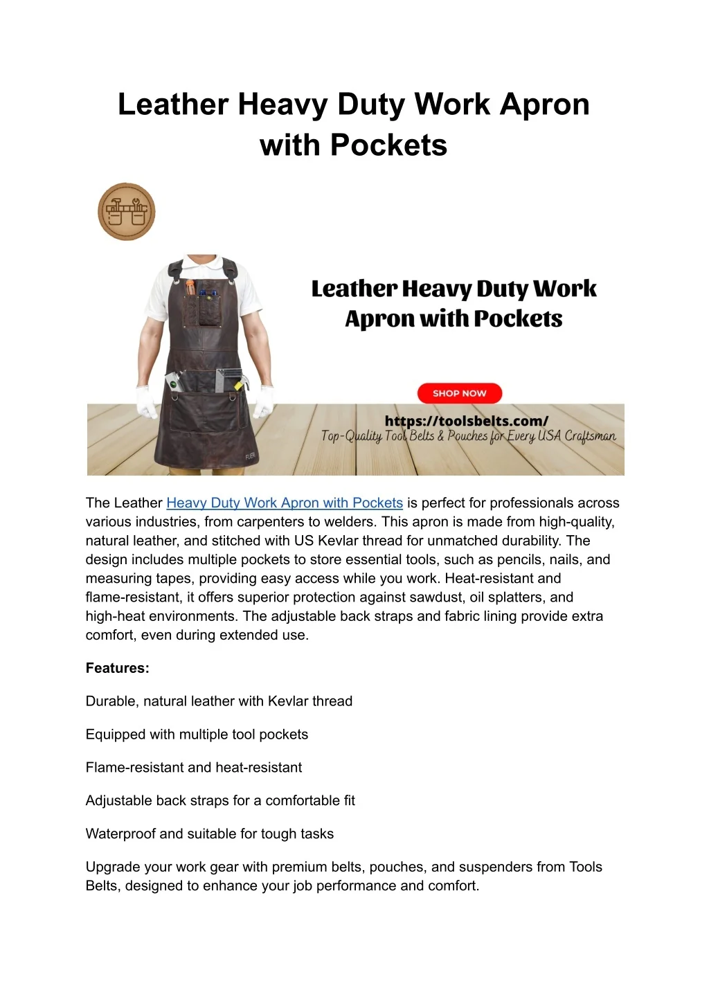 PPT - Leather Heavy Duty Work Apron with Pockets PowerPoint ...