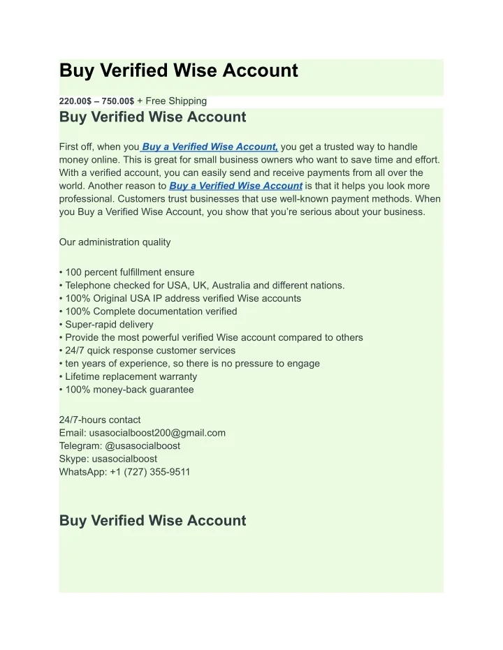 PPT - Buy Verified Wise Account PowerPoint Presentation, free download ...