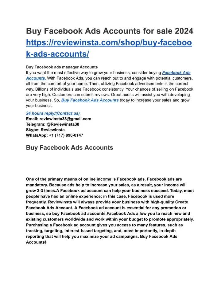 PPT - Buy Facebook Ads Accounts for sale 2024 PowerPoint Presentation ...