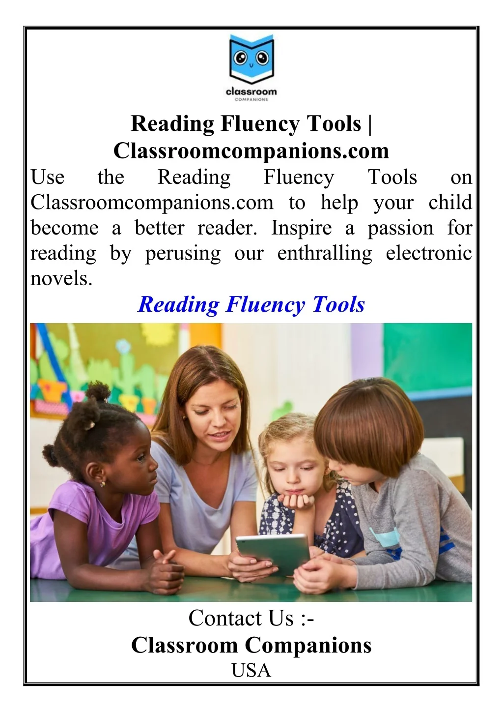 PPT - Reading Fluency Tools Classroomcompanions.com PowerPoint ...