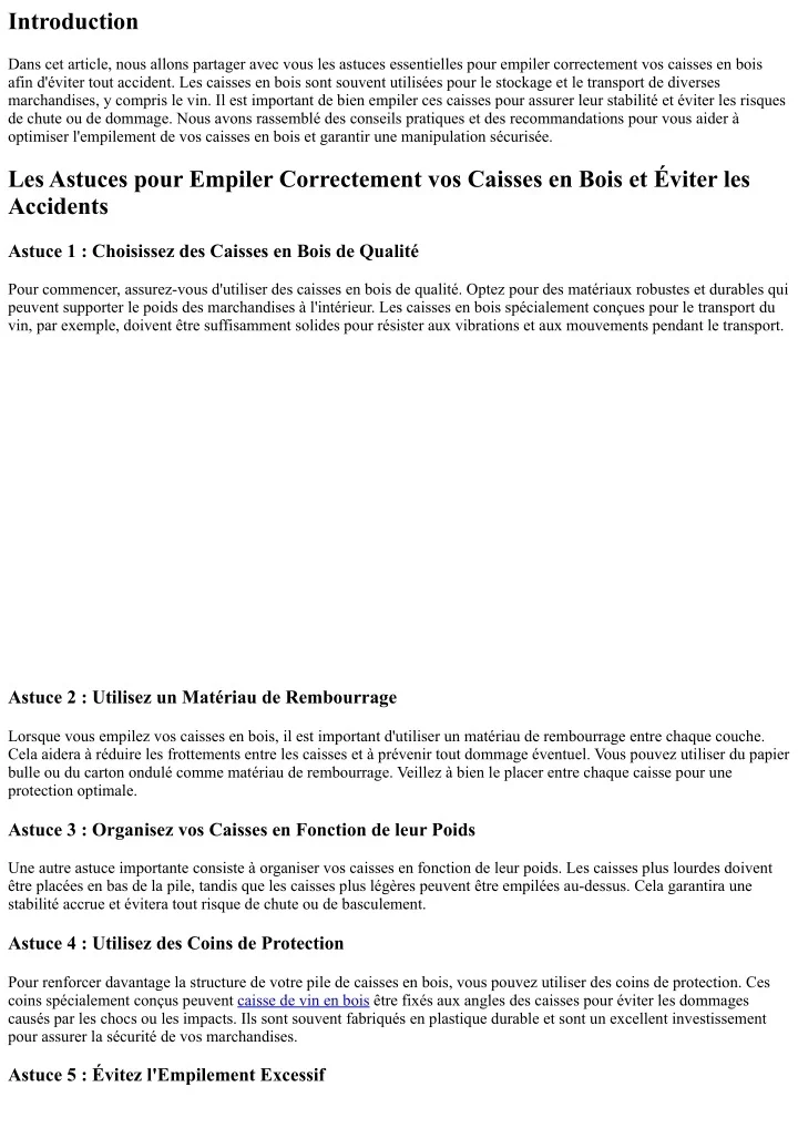 PPT - Les astuces pour empiler correctement vos caisses en bois et ...