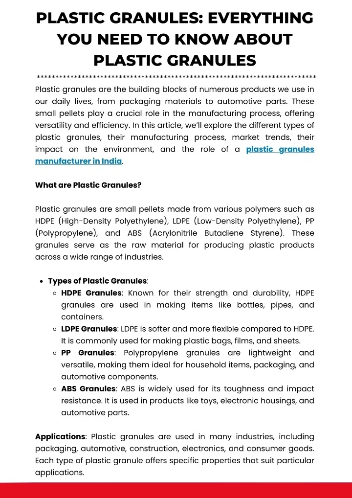 PPT - Everything You Need to Know About Plastic Granules PowerPoint ...