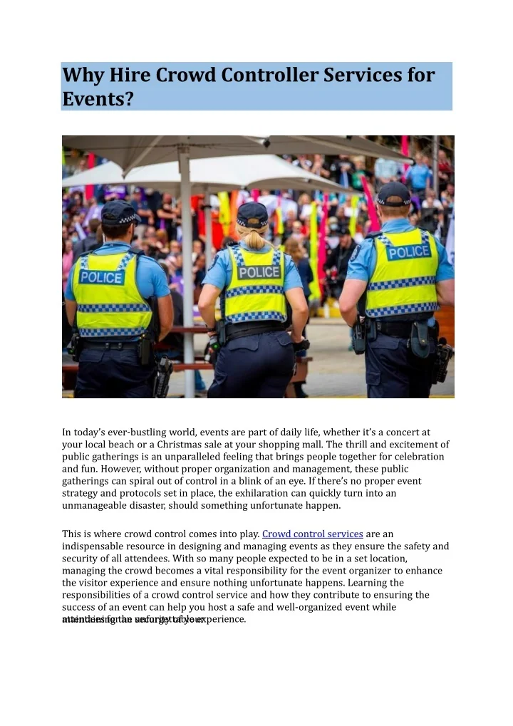 PPT - Why Hire Crowd Controller Services for Events PowerPoint ...