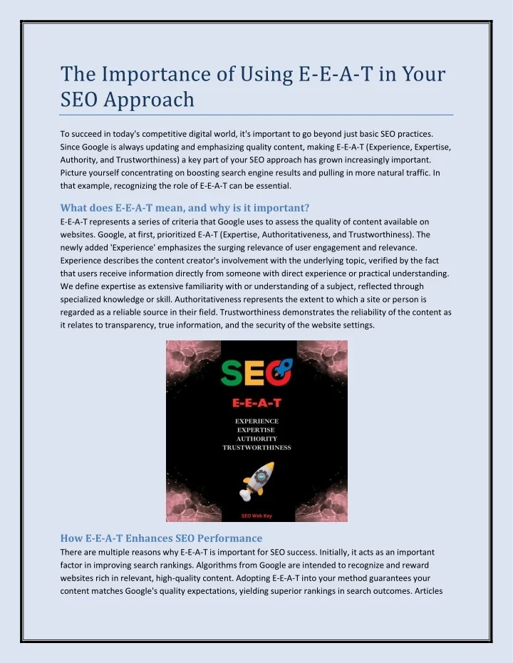 PPT - The Importance of Using E-E-A-T in Your SEO Approach PowerPoint ...