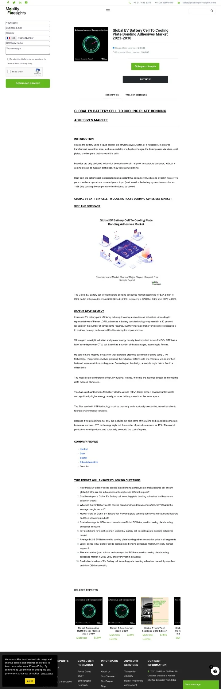PPT - Global EV Battery Cell To Cooling Plate Bonding Adhesives Market ...